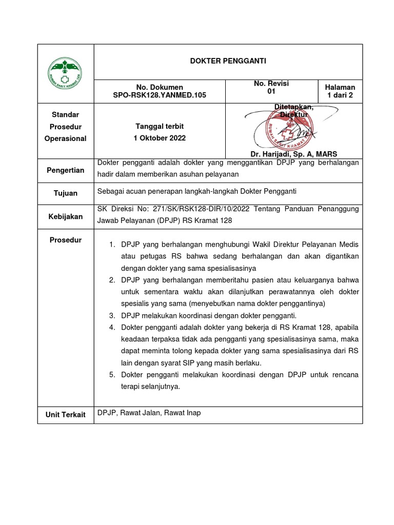 Spo Dokter Pengganti | PDF