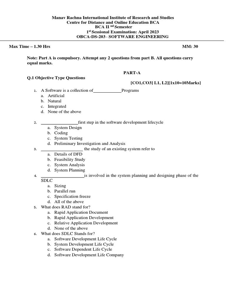 BCA - Software Engineering | PDF | Software Development Process | Systems Theory