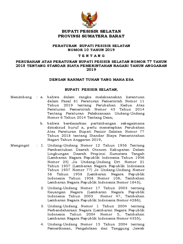 PERBUP No. 10 TAHUN 2019 | PDF