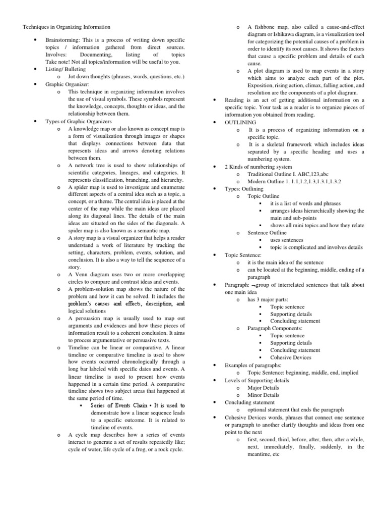Techniques in Organizing Information | PDF | Information | Hierarchy