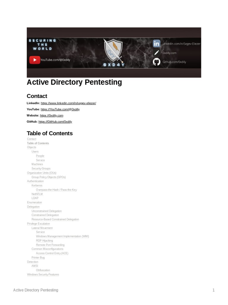Active Directory Pentesting Notes | PDF