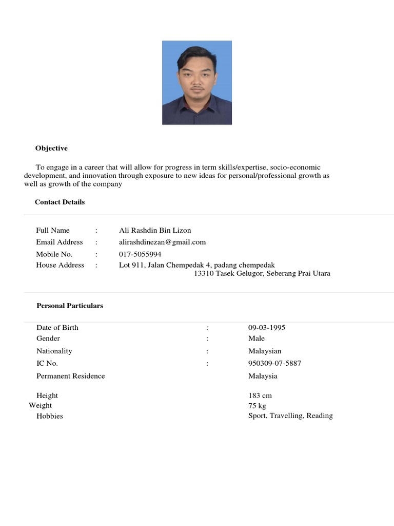 Resume Ali Rashdin Lizon | PDF | Business