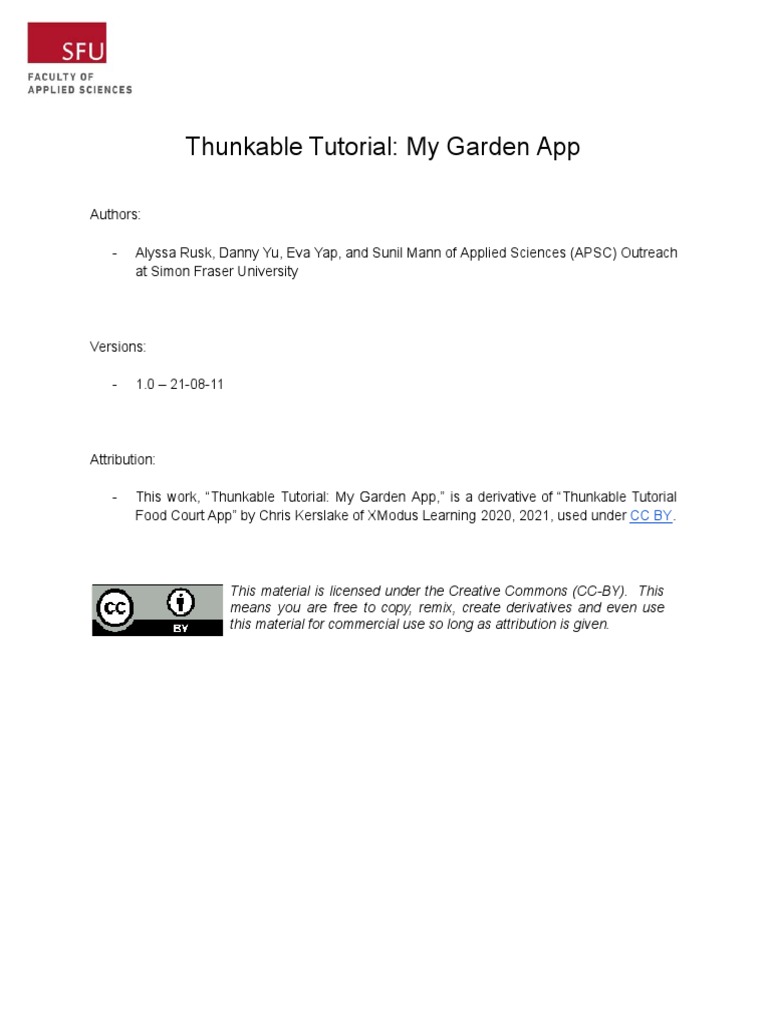 Thunkable Tutorial My Garden App Pdf Mobile App Computing