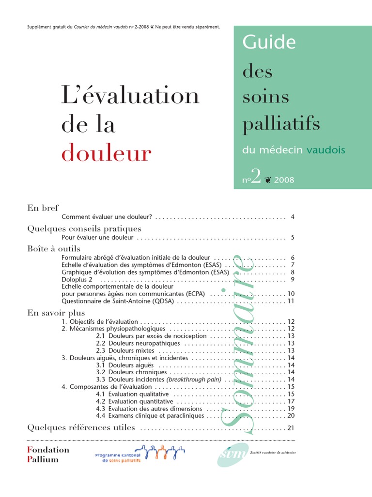 Evaluationde La Douleur | PDF | Douleur | Dépression (psychiatrie)