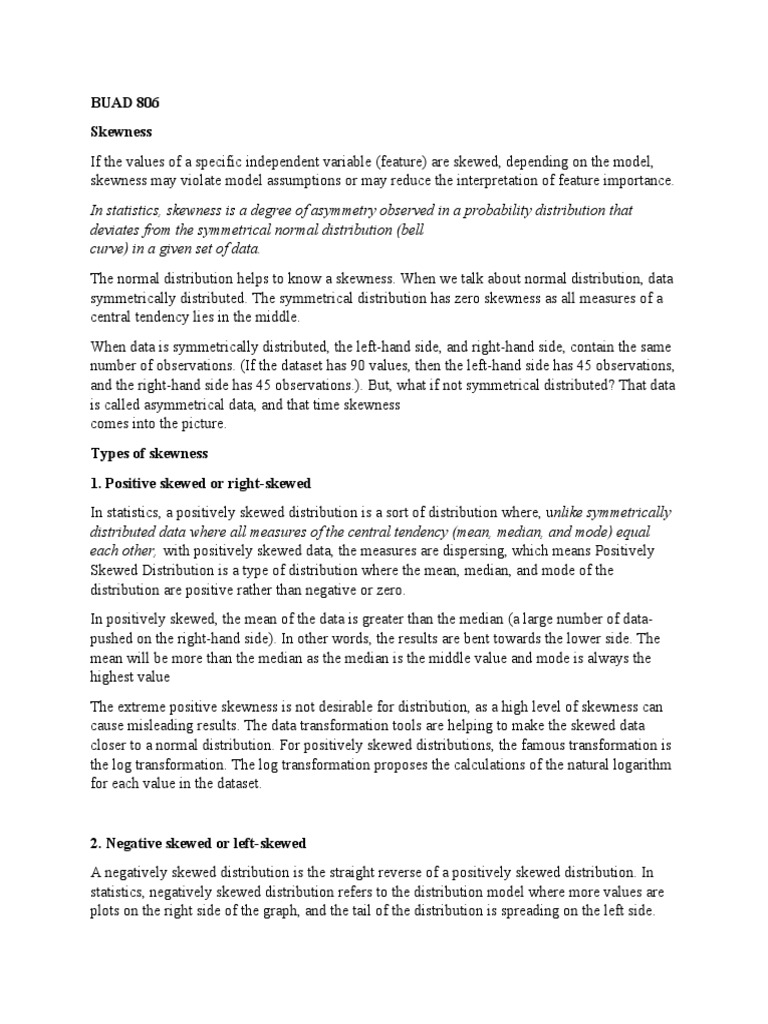 Skewness Kurtosis and Histogram | PDF