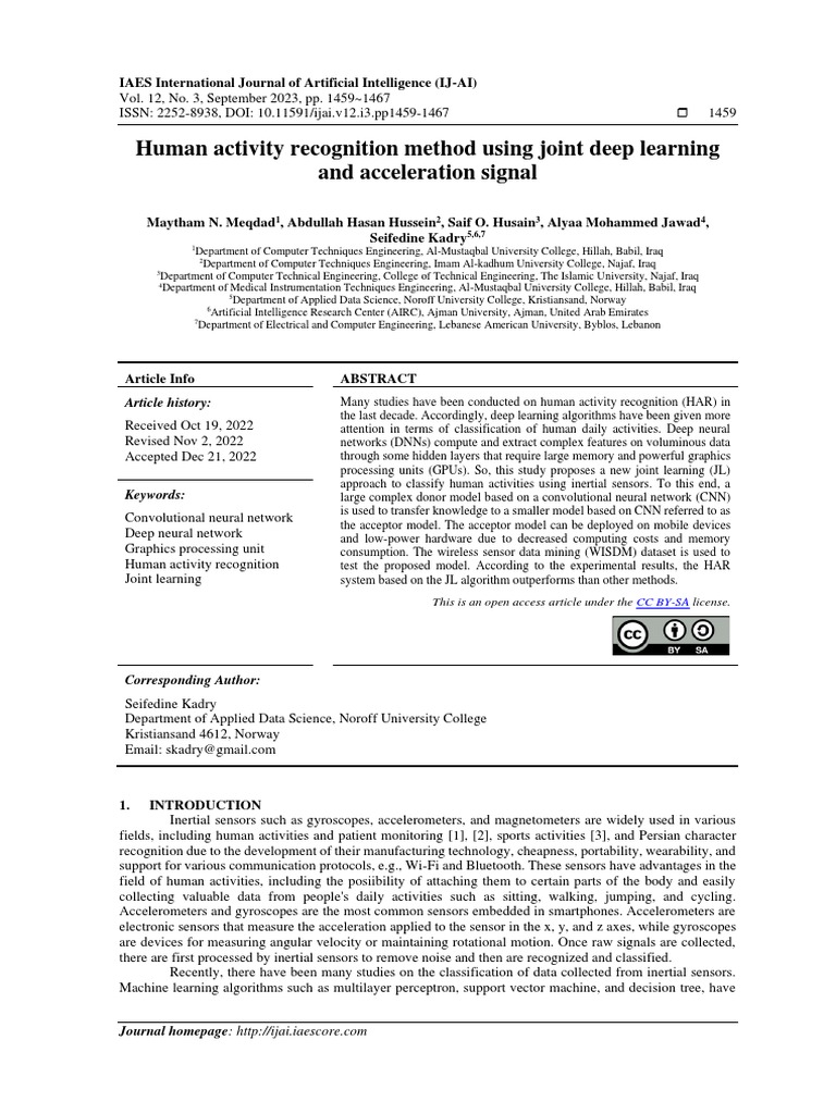 Human Activity Recognition Method Using Joint Deep Learning and ... Human Activity Recognition Method Using Joint Deep Learning and ...