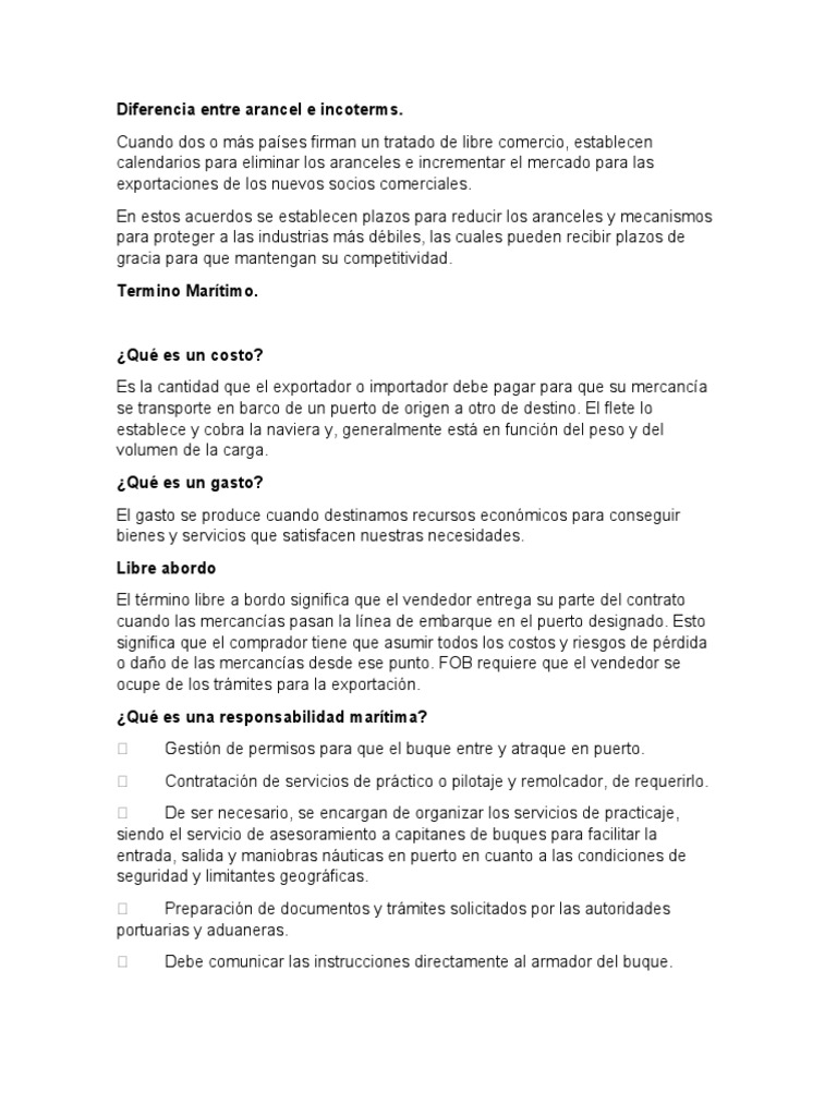 Diferencia Entre Arancel e Incoterms | PDF