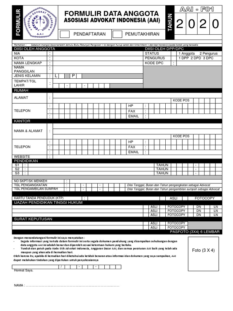 FORMULIR DATA ANGGOTA | PDF