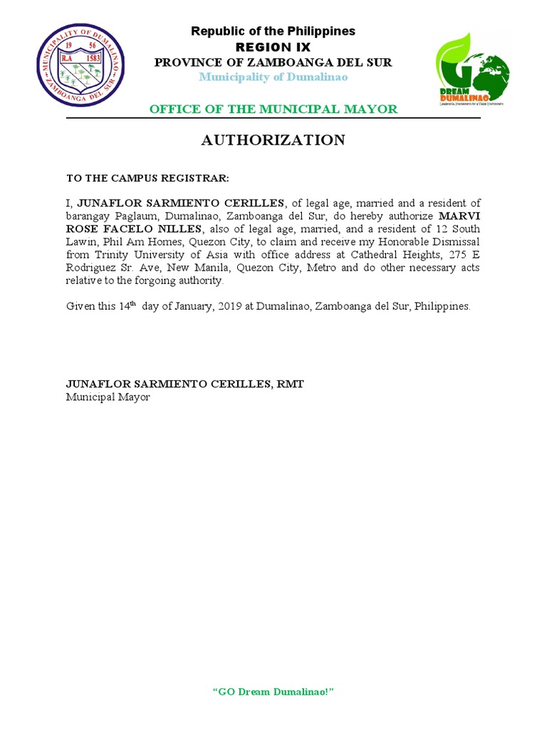 Authorization: Office of The Municipal Mayor | PDF