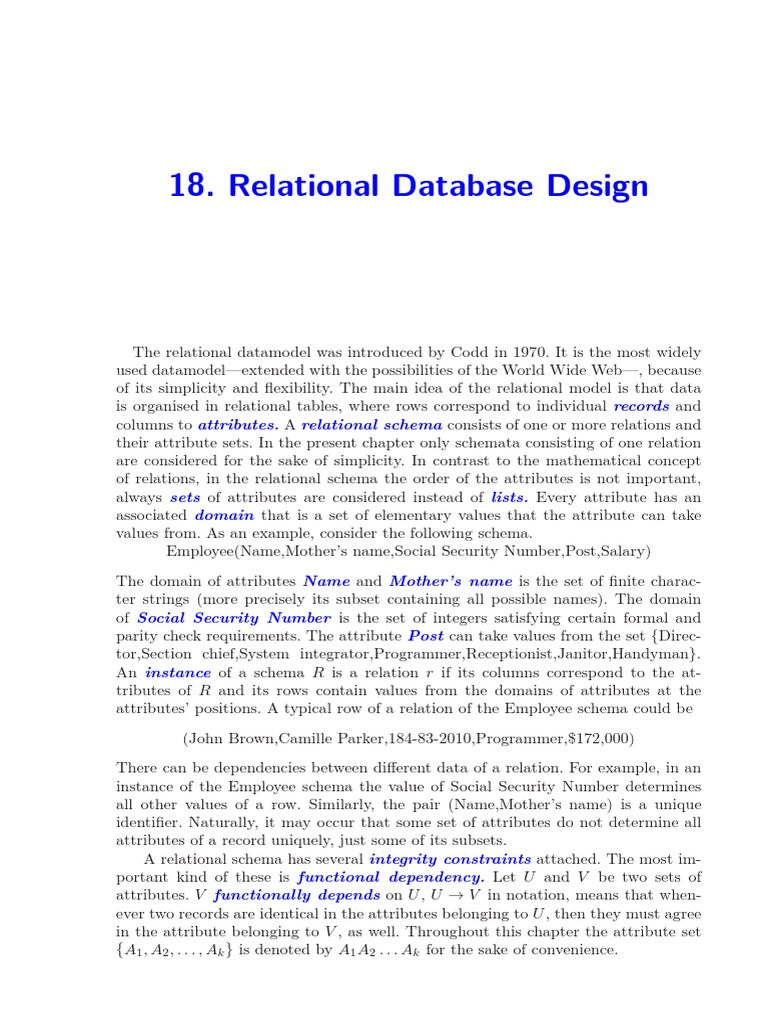 Relational Database Design: Records Attributes. Relational Schema | PDF ...