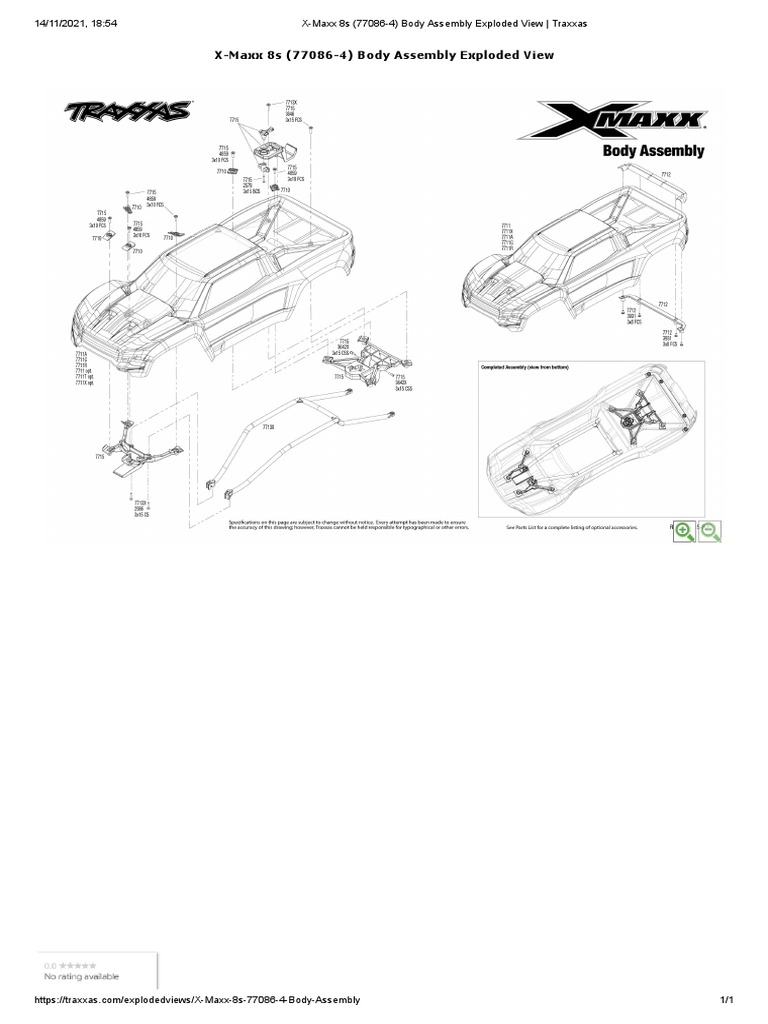 X-Maxx 8s (77086-4) Body Assembly Exploded View - Traxxas | PDF