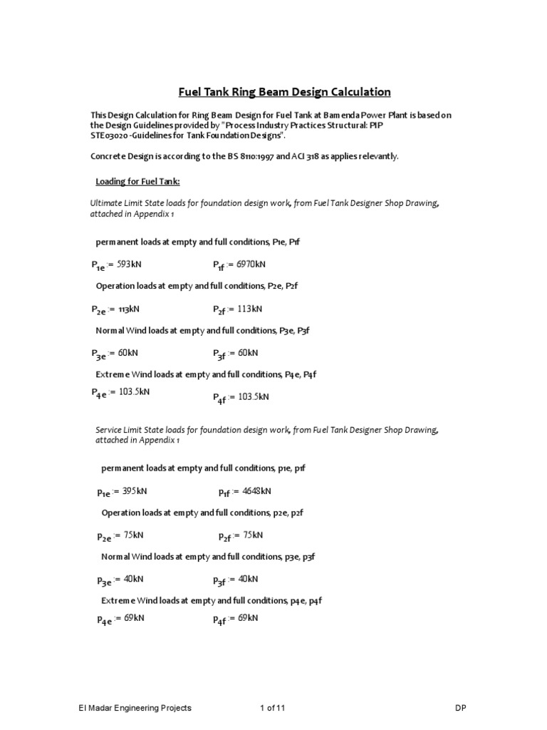 Fuel Tank Ring Beam Design Calculation | PDF | Beam (Structure ...