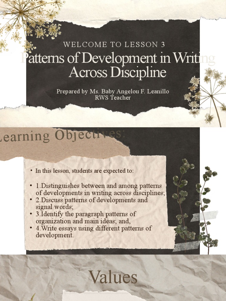 Lesson 3 Patterns of Development of Writing Across Discipline | PDF | Argument | Linguistics