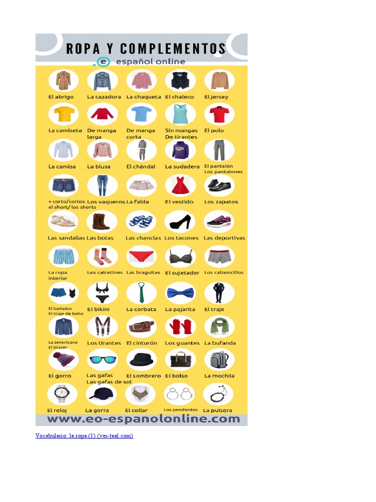 La Ropa y Los Complementos | PDF