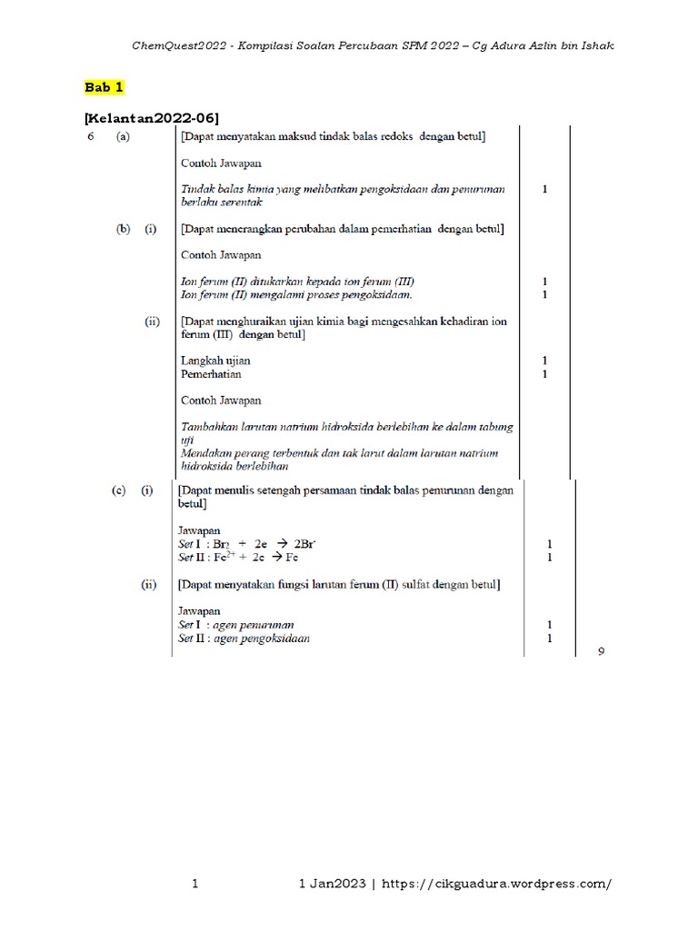 Answer Chemquest 2023 T5 | PDF