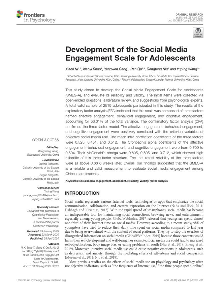 Development of The Social Media Engagement Scale F | PDF | Factor ...