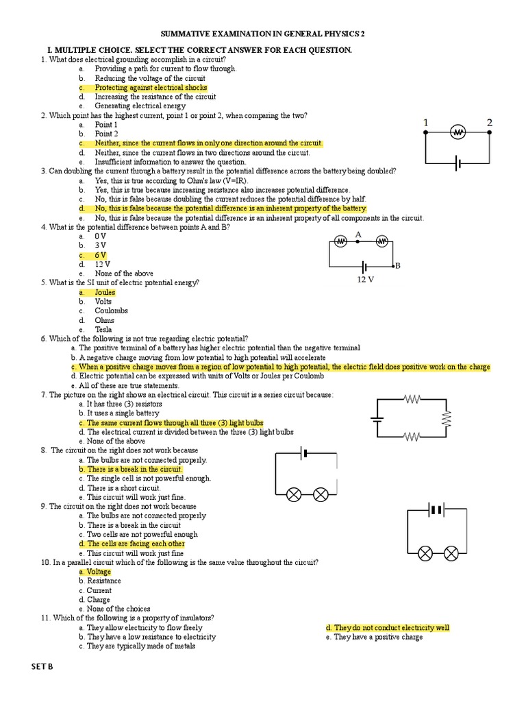 Physics Summative | PDF | Series And Parallel Circuits | Voltage