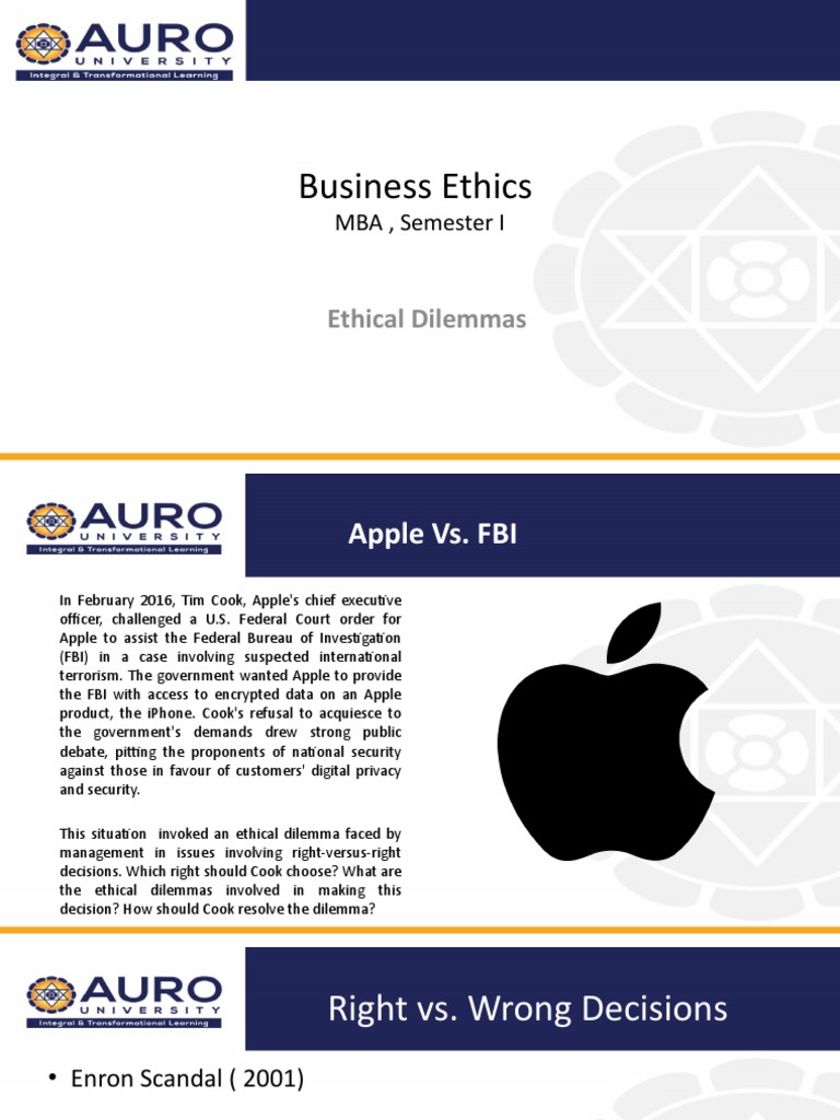 Week 3 Business Ethics Ethical Dilemmas | PDF | Apple Inc. | Privacy