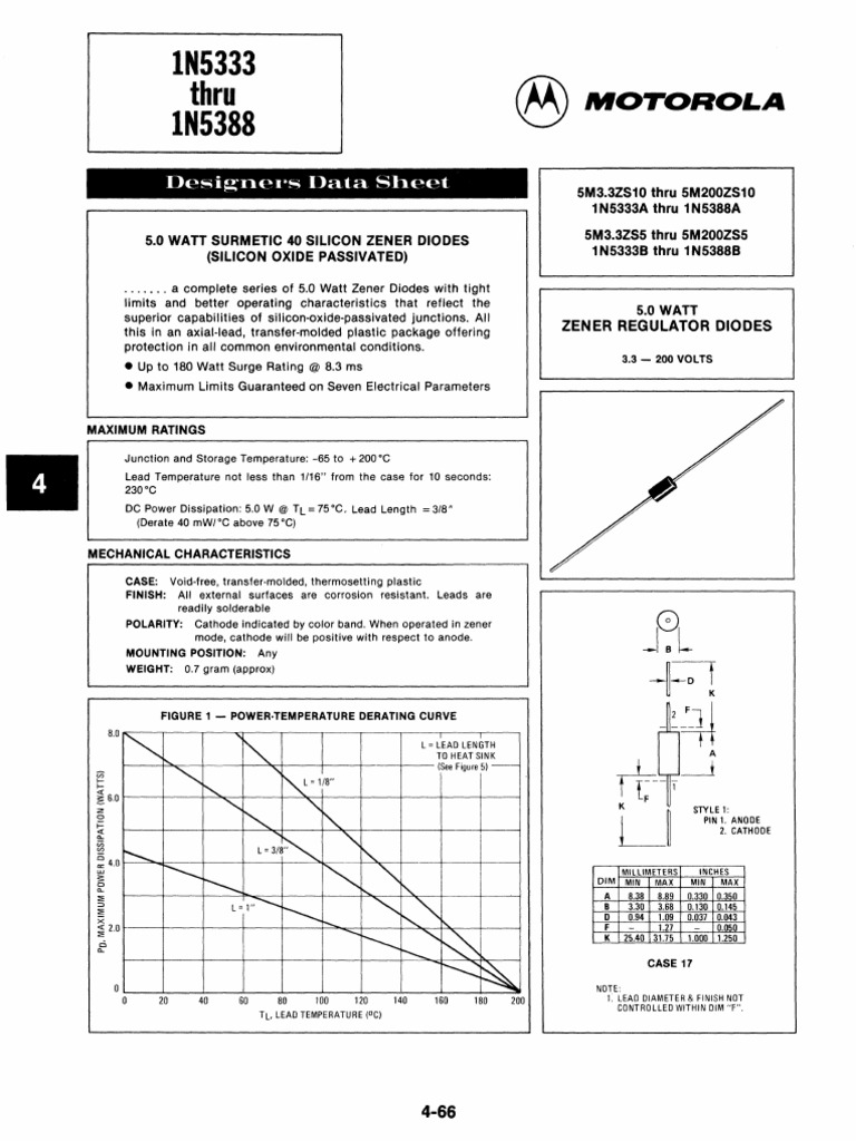 1N5333 Motorola | PDF | Diode | Applied And Interdisciplinary Physics