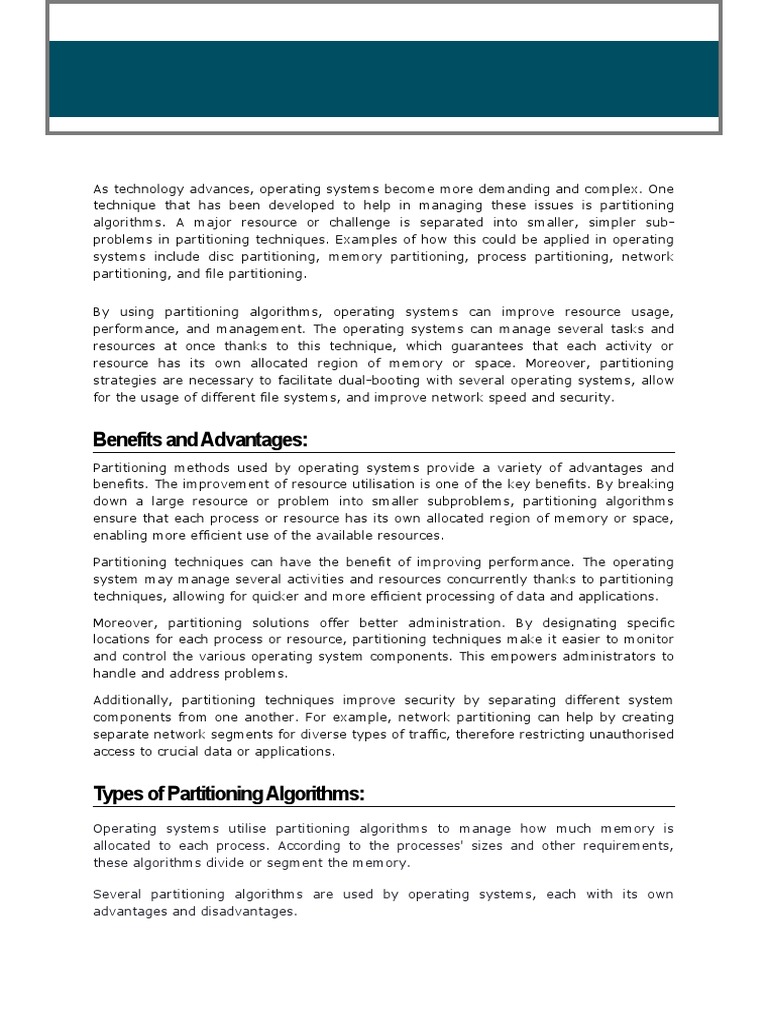 Partitioning Algorithms Operating Systems | PDF | Cloud Computing | Operating System