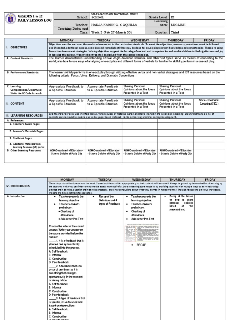 DLL - 3rd Quarter - wk3 | PDF