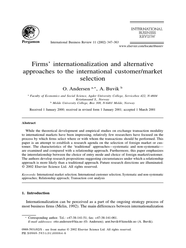Firms Internationalization and Alternati | PDF | Market (Economics ...