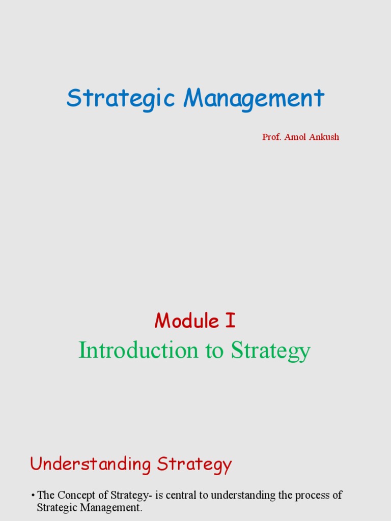 Strategic Management: Prof. Amol Ankush | Download Free PDF | Strategic ...