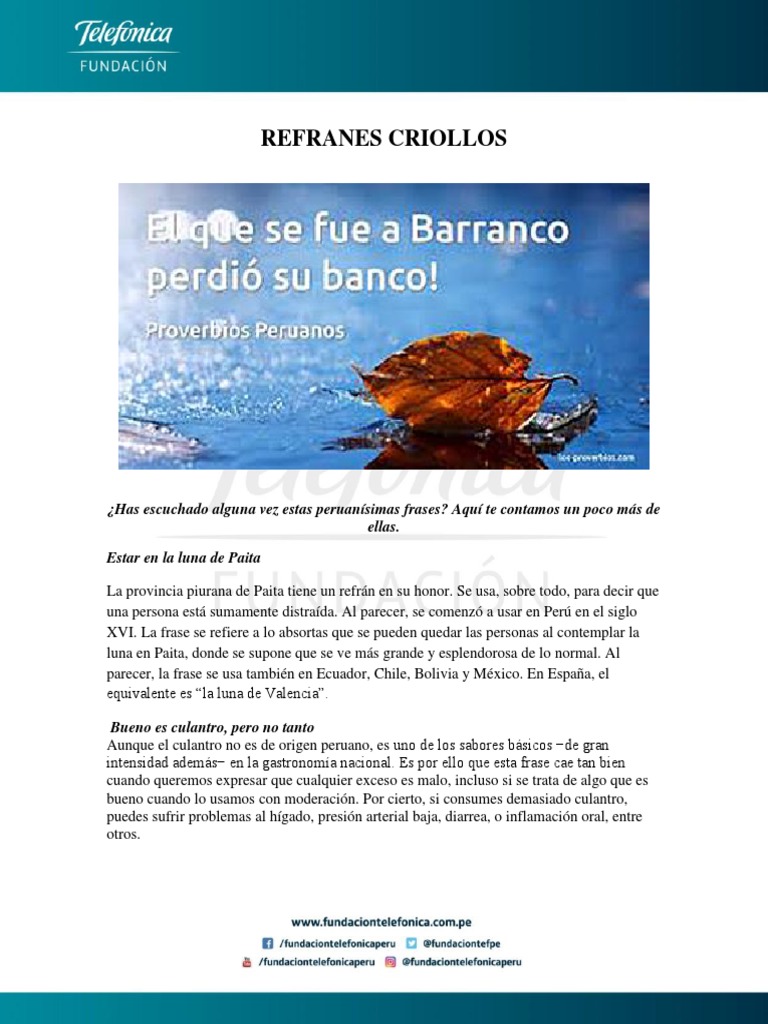 Refranes Criollos | PDF