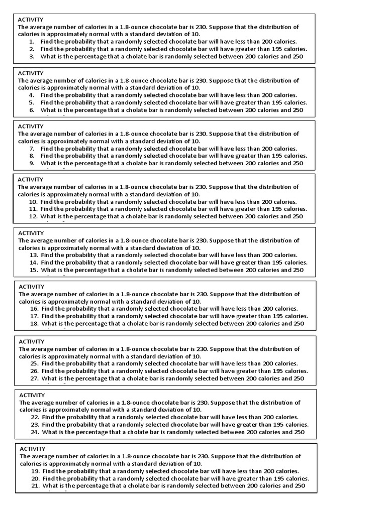 Activity - Problems Involving Areas Under The Normal Curve | PDF | Standard Deviation ...
