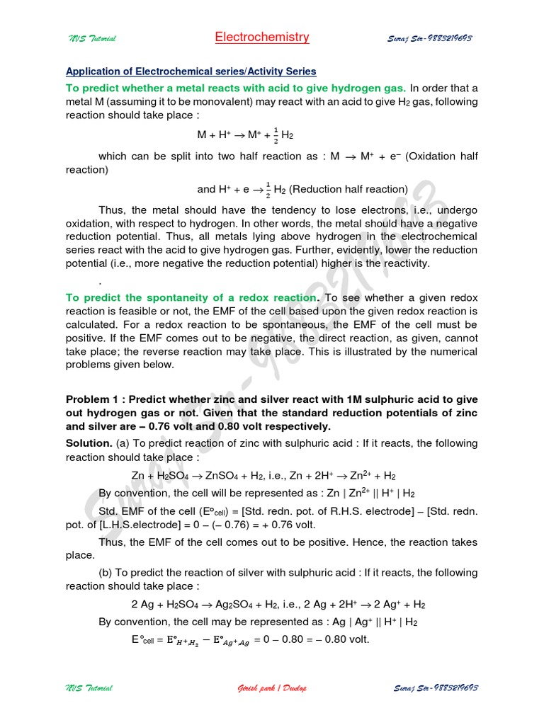 Nernst Equation. | PDF | Redox | Electrochemistry