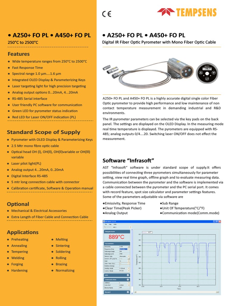 A250+ FO PL & A450+ FO PL Digital IR Fiber Optic Pyrometers: Technical ... A250+ FO PL & A450+ FO PL Digital IR Fiber Optic Pyrometers: Technical ...