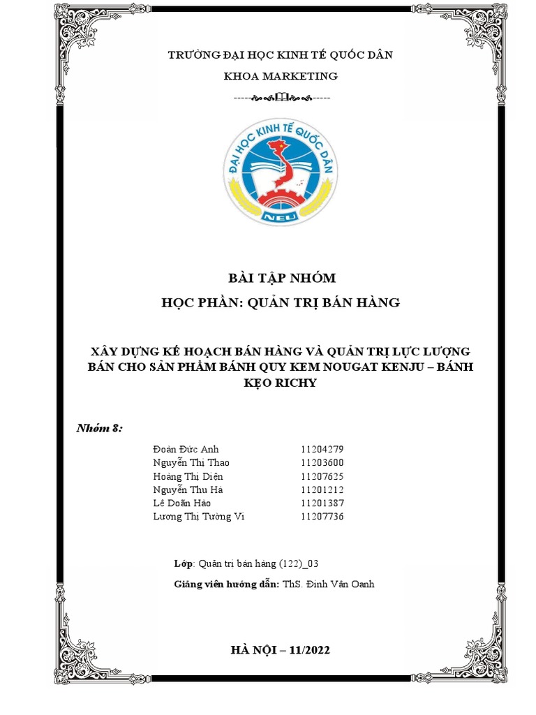 Báo Cáo. QTBH Nhóm 8 | PDF