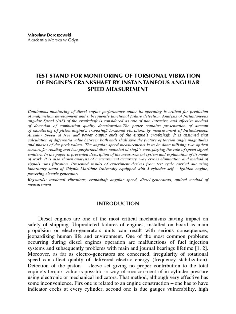 Torsional Vibration | PDF | Internal Combustion Engine | Speed