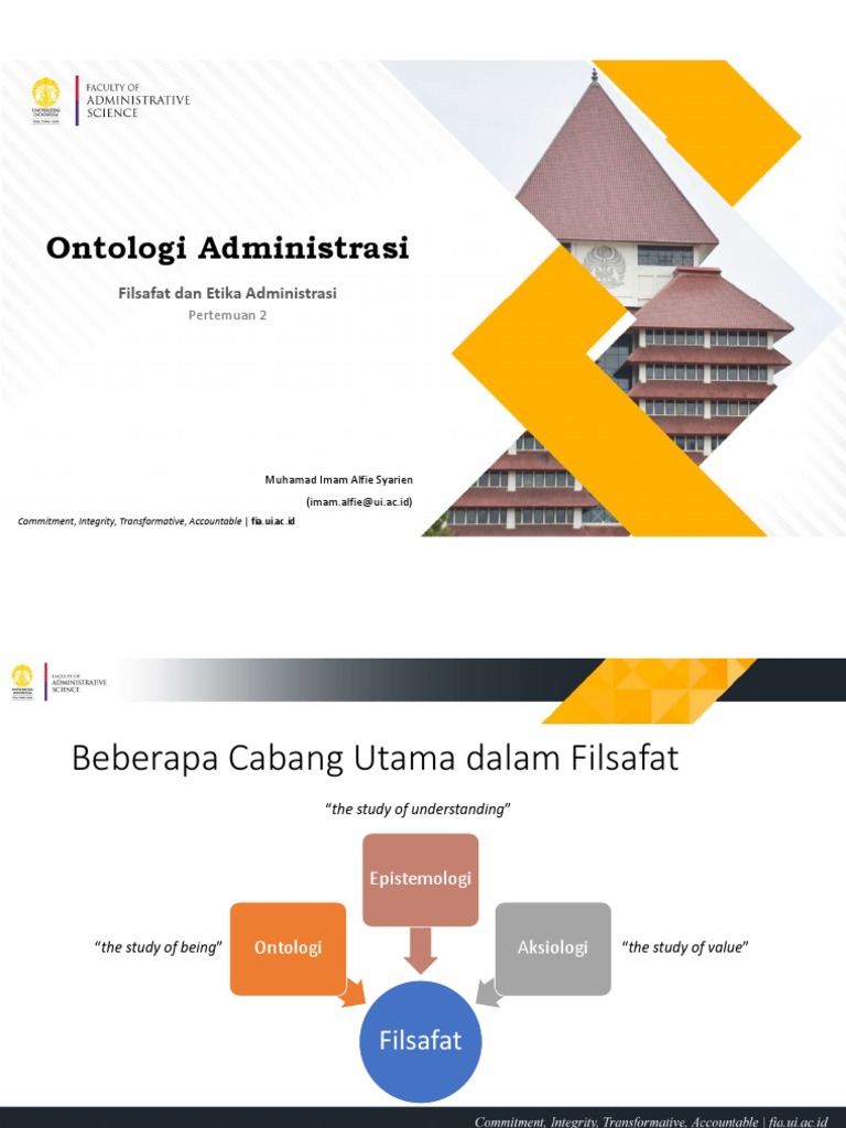 Materi Perkuliahan 2 - Filsafat Dan Etika Administrasi - Ontologi Administrasi | PDF