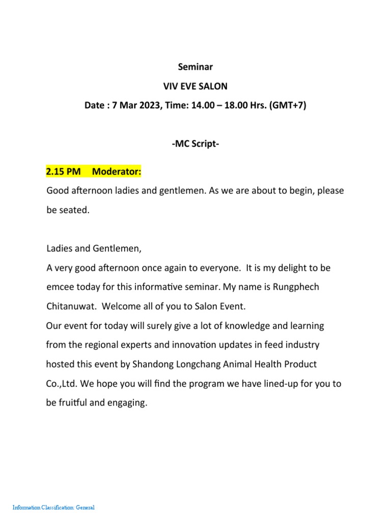 MC Script - LACHANCE SALON EVENT | PDF | Greenhouse | Horticulture