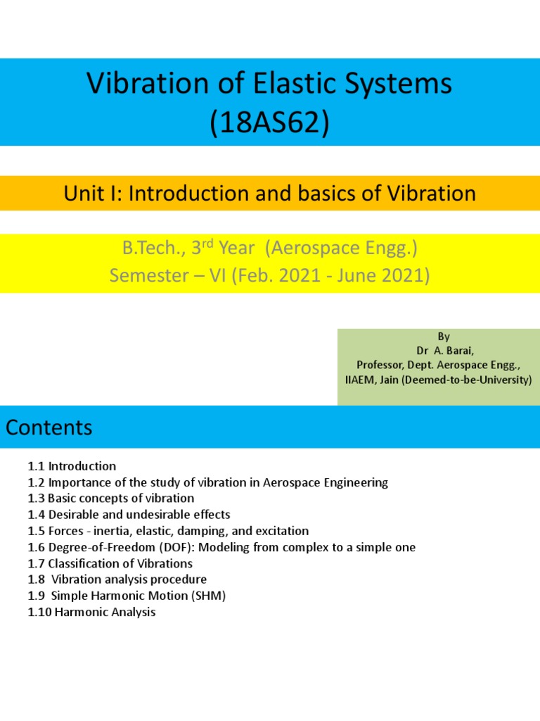 Unit Ia Introduction And Basics Of Vibration Pdf Friction