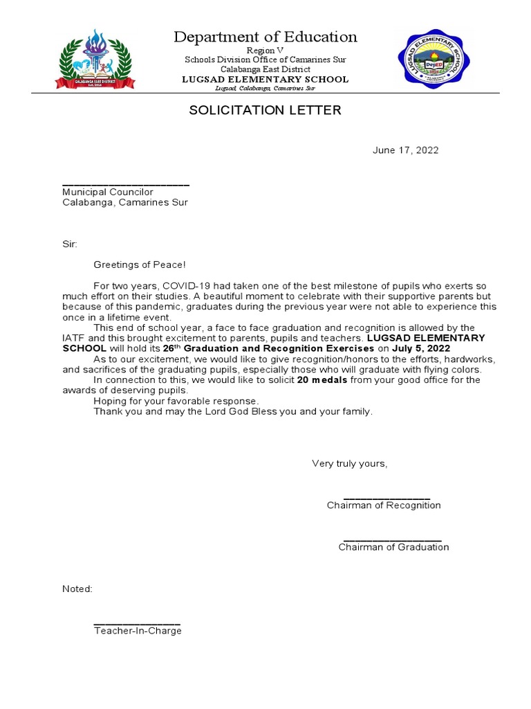 Solicitation Letter For Medals | PDF
