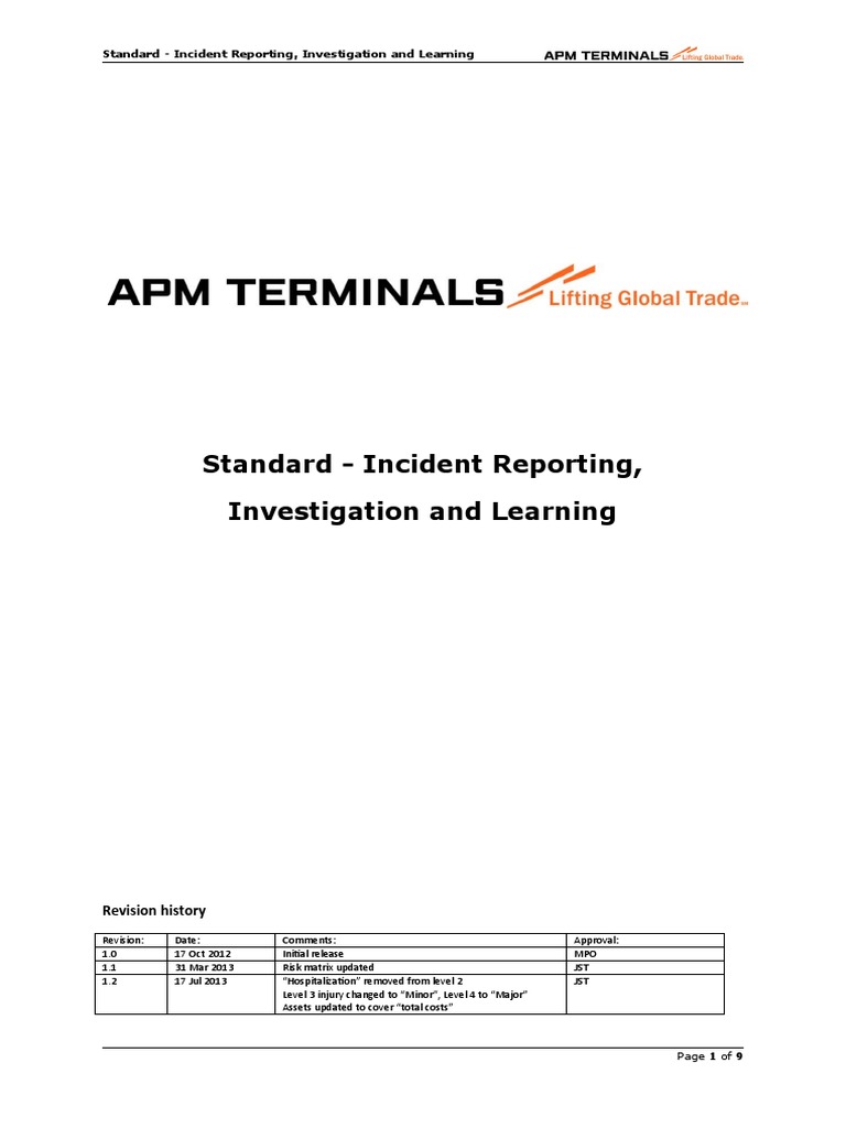 APMT Investigation Procedure | PDF | Risk | Learning