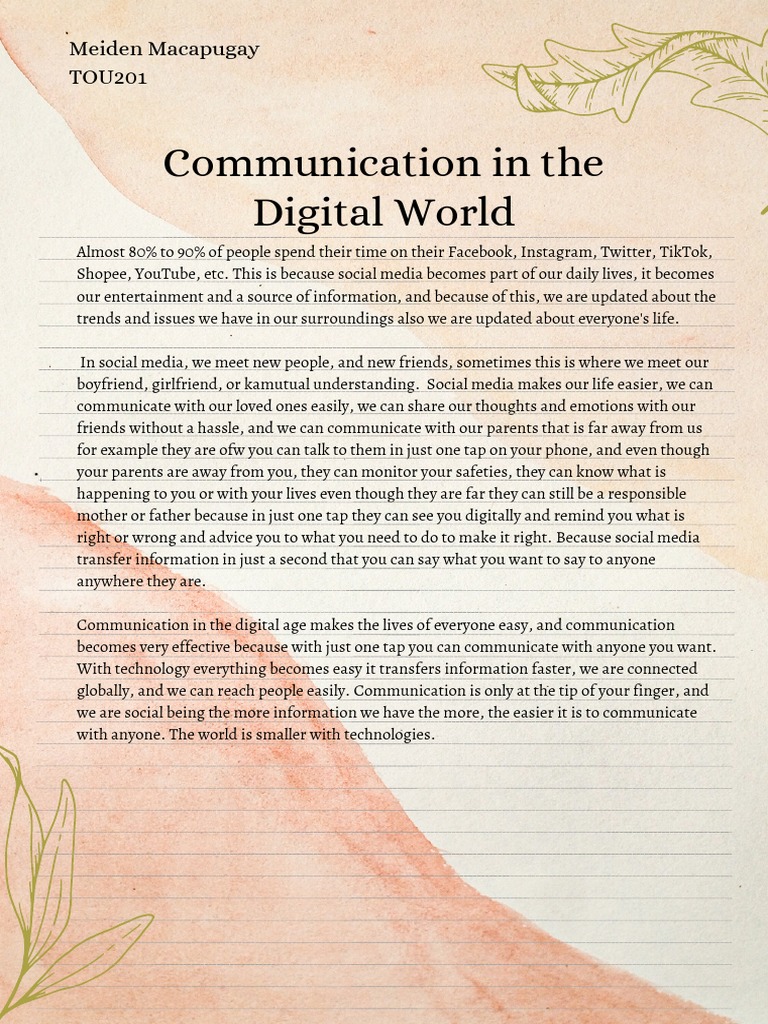 Communication in The Digital World - Macapugay | PDF