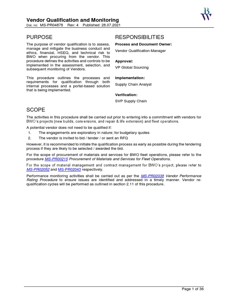 Vendor Qualification Process Guide | PDF | Procurement | Business