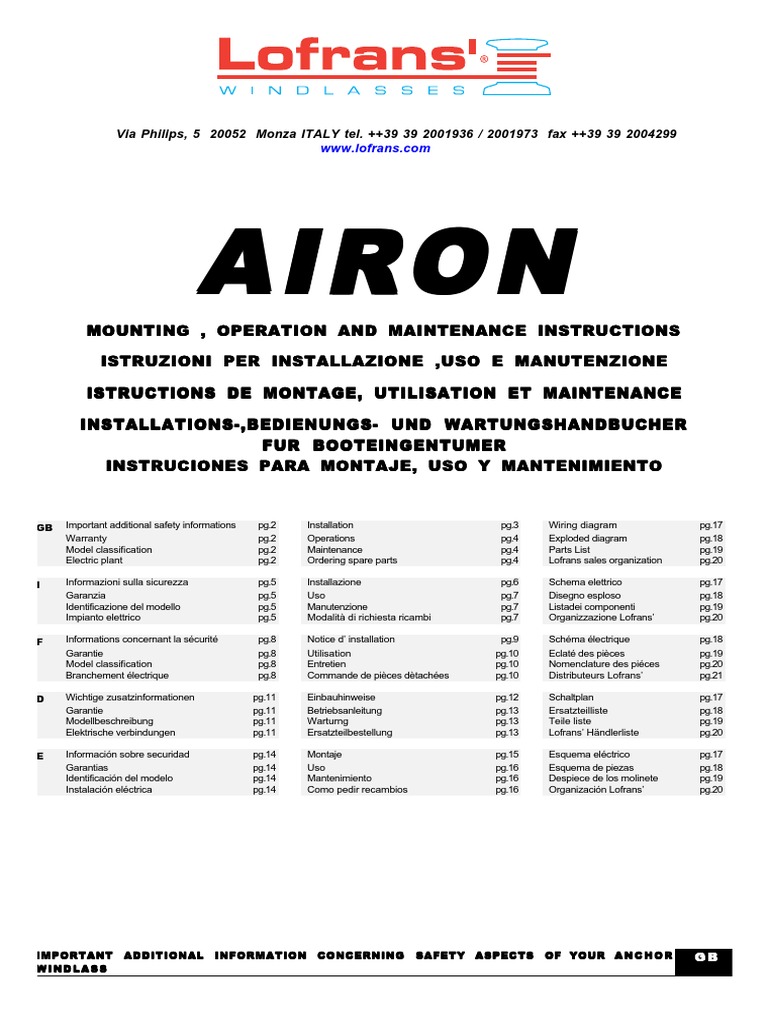 Windlass Installation and Safety Guide | PDF | Anchor | Clutch