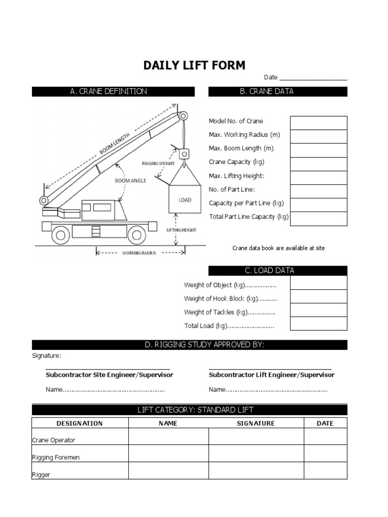 Daily Lift Form | PDF