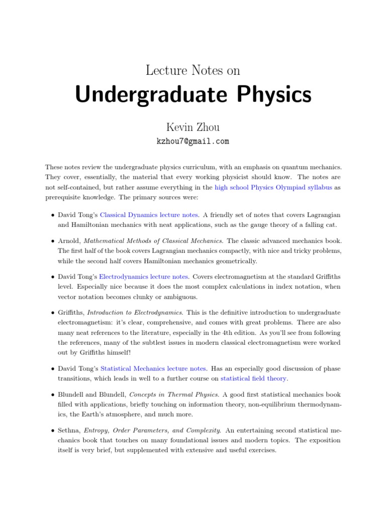 Undergraduate Physics: Lecture Notes On | PDF | Lagrangian Mechanics ...