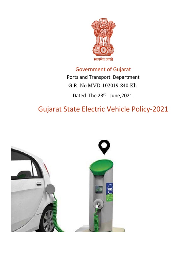 Gujarat Electric Vehicle Policy 2021 | PDF | Electric Vehicle | Gujarat