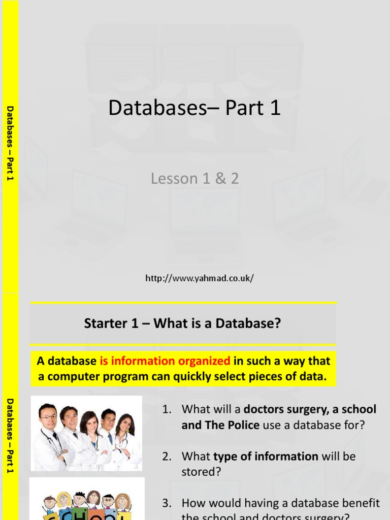 Lesson 1 And 2 Pdf Databases Comma Separated Values 