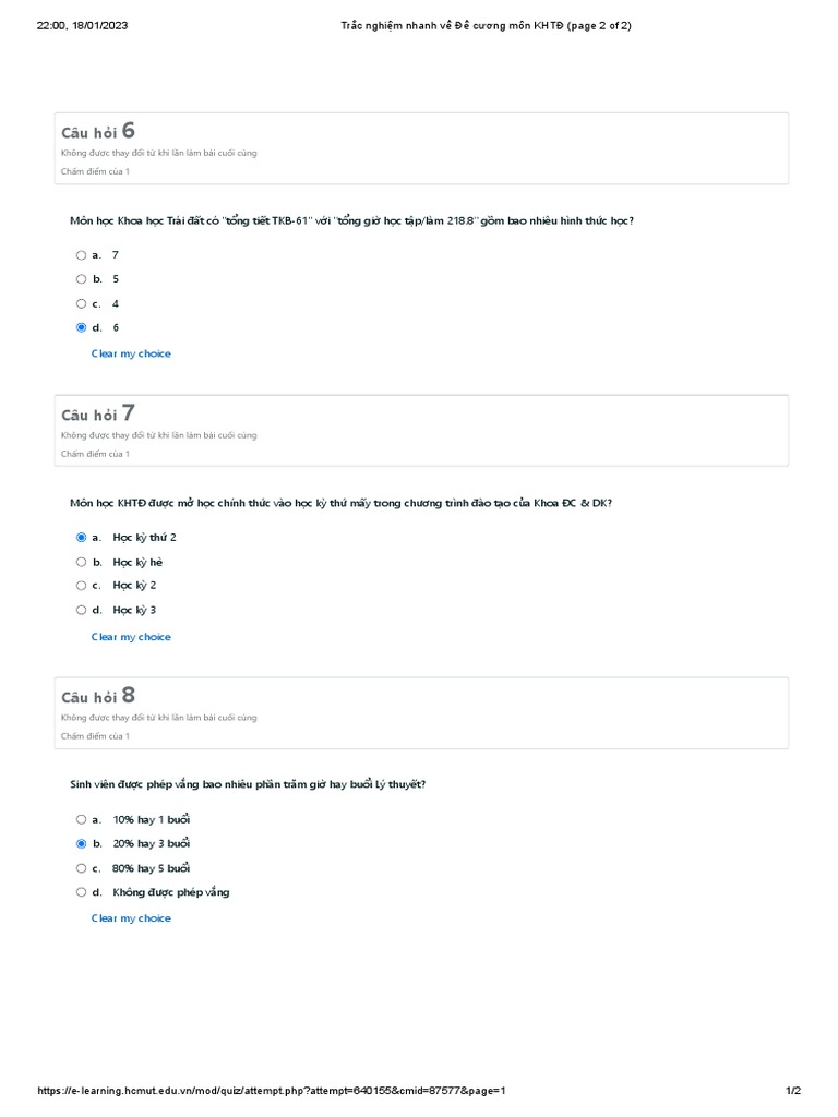 Câu hỏi: Clear my choice | PDF