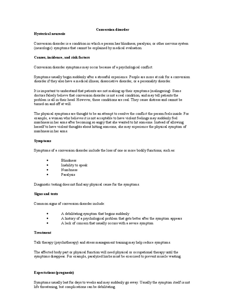Conversion Disorder Hysterical Neurosis | PDF | Posttraumatic Stress ...