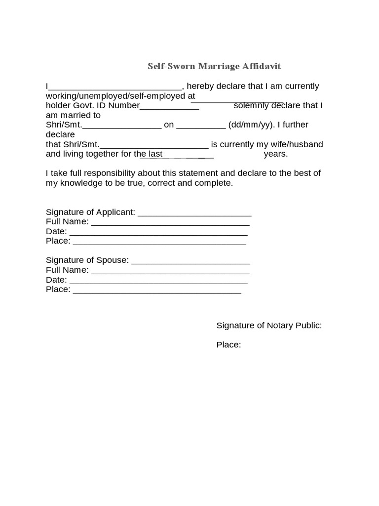 Self sworn affidavit | PDF