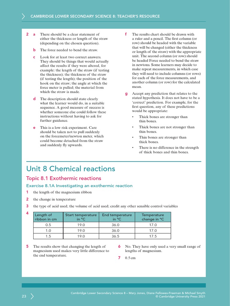Unit 8 Chemical Reactions | PDF | Water | Magnesium