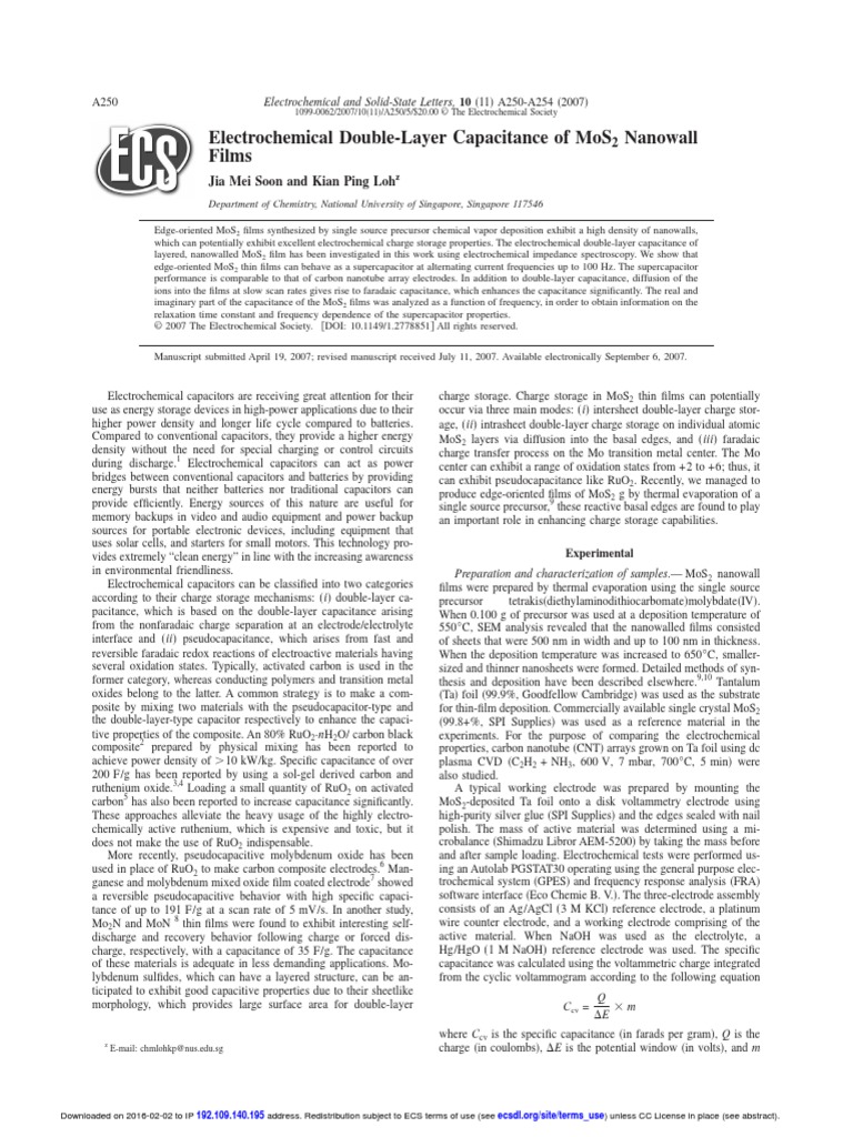 Ecsa Formula Cs From Cv Ecs Pdf Capacitor Materials Science